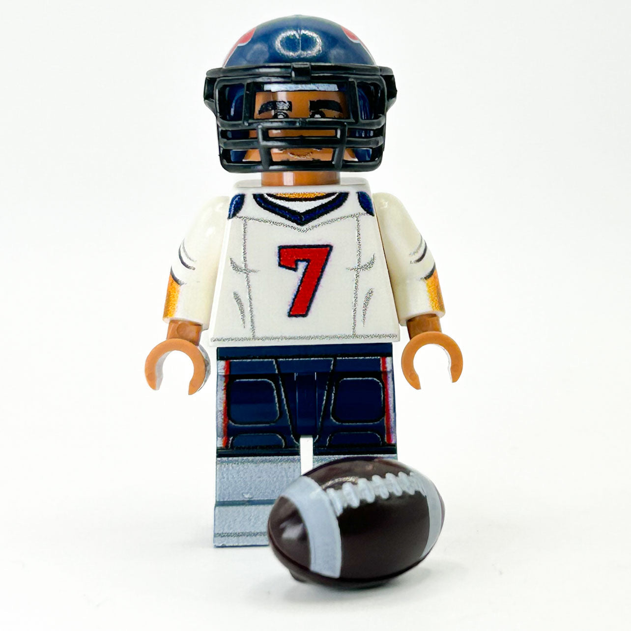 #7 QB Houston Football Player Minifig made using LEGO parts - B3