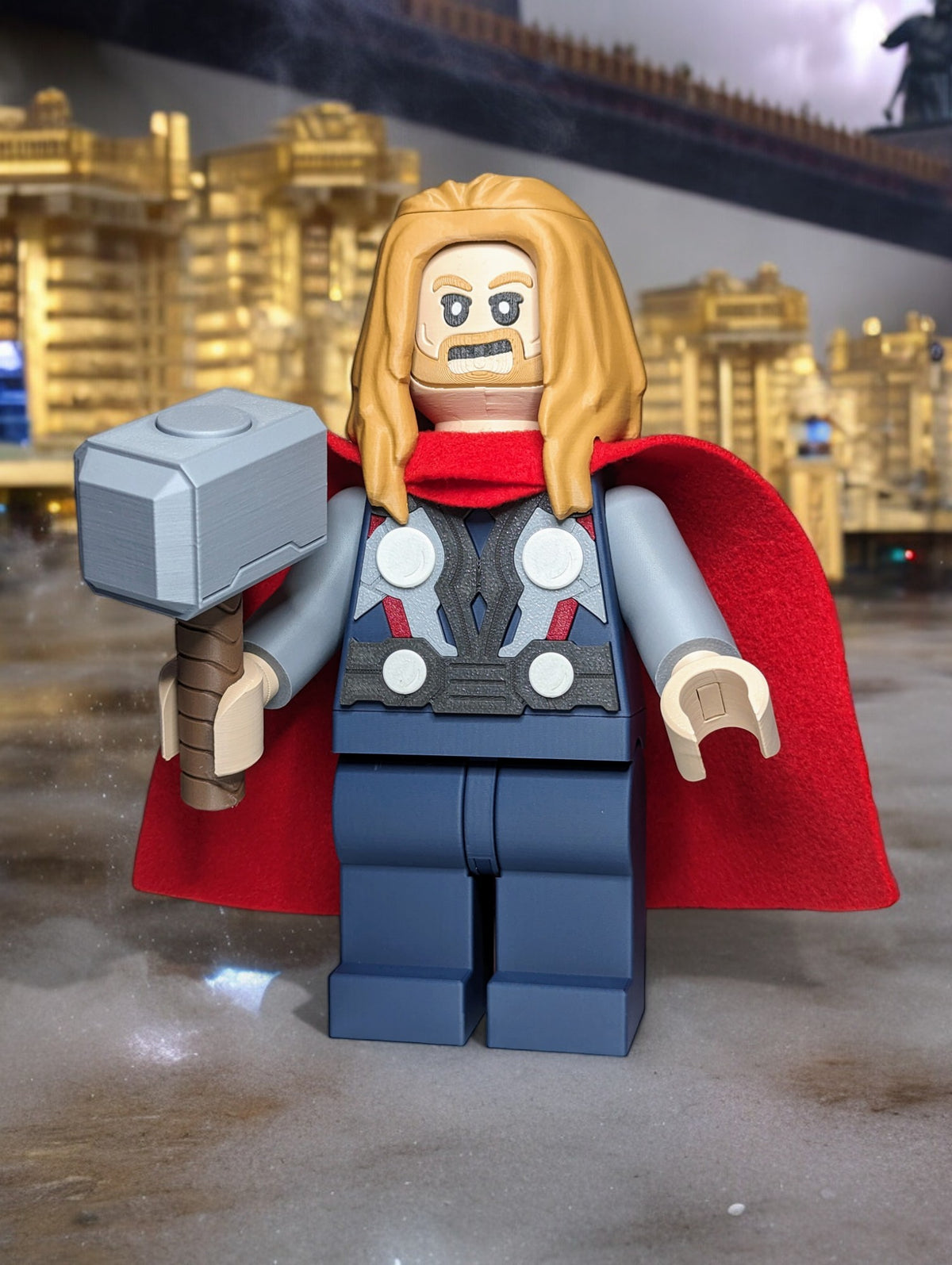 3D Printed LEGO-Inspired Marvel Thor 8.5"- 9.5" Minifig | BAM Good Bricks