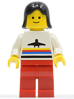 LEGO® Minifigure Town air011 Airport Classic Red Legs Black Female Hai