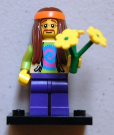 LEGO Minifig col07-11 Hippie Series 7 Complete set w/Stand & Acces ...