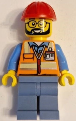 LEGO Minifig Town cty1603 Construction Worker Male Orange Safety Vest w ...