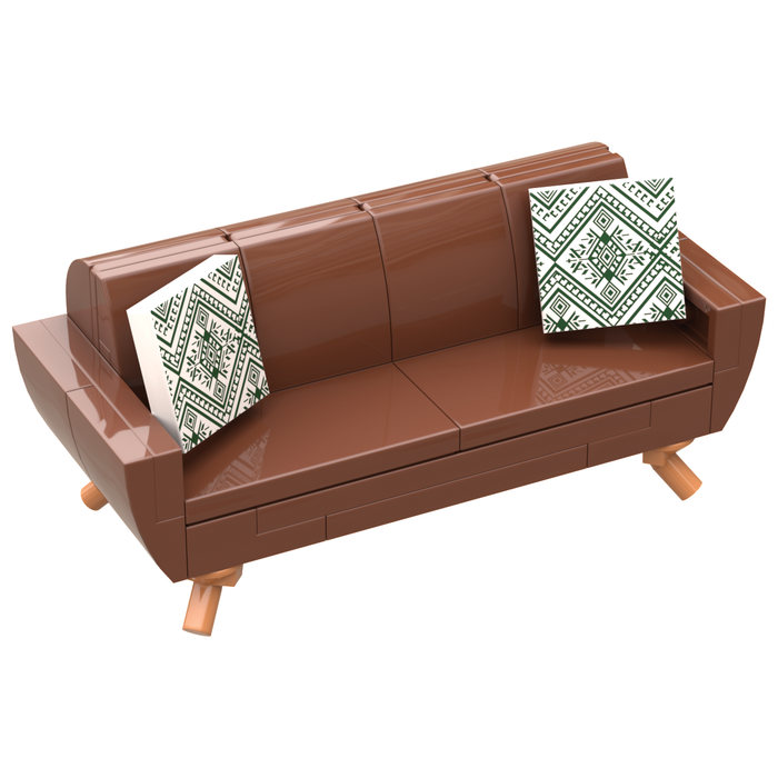 B3 Home Mid-Century RB Sofa w/ 2 Pillows made using LEGO parts - B3 Cu