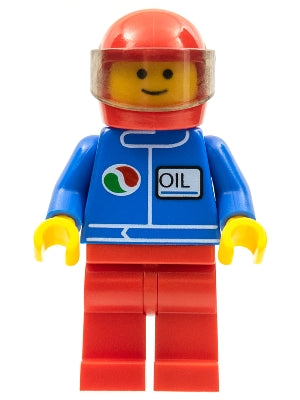 LEGO® Minifigure Town oct051 Octan Blue Oil Red Legs Red Helmet Trans-